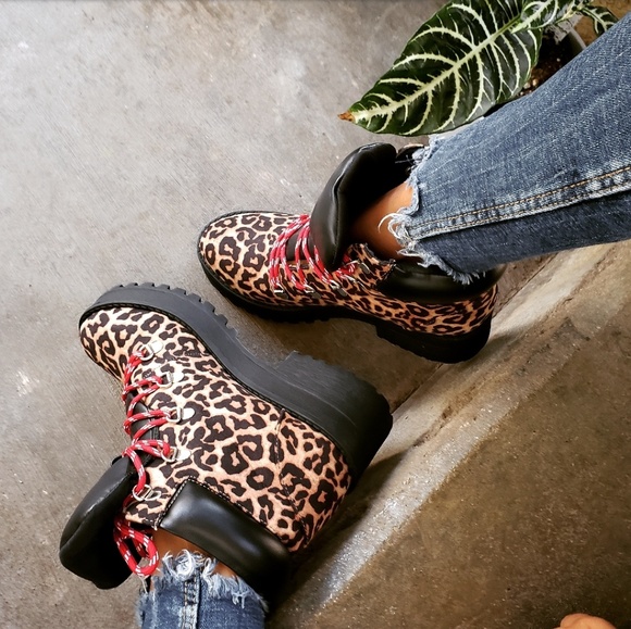 Shoes | The Naudia Leopard Combat Boots | Poshmark
